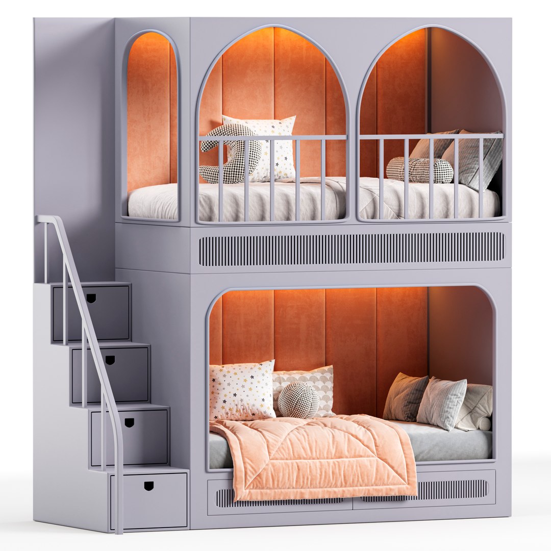 Designer Two Level Bed Kids Room 3D Model - TurboSquid 2173356