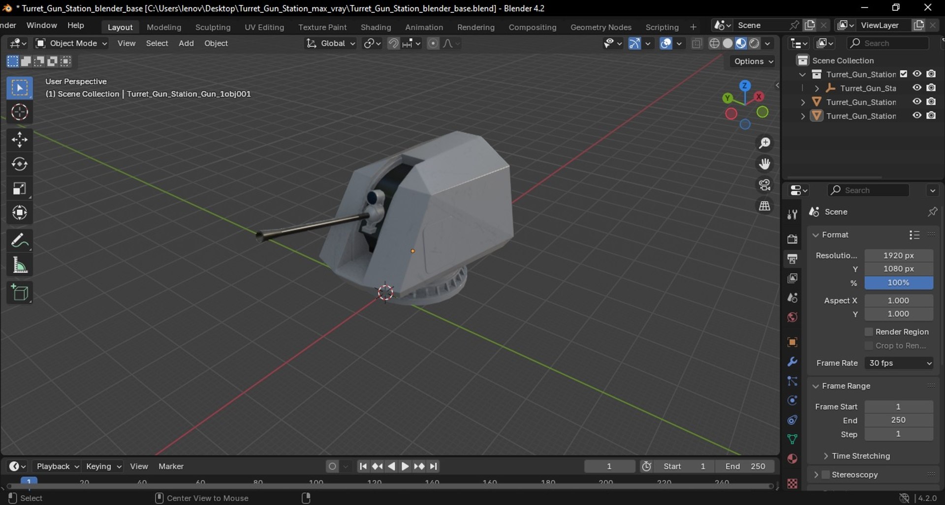 Turret Gun Station 3D Model - TurboSquid 2315161