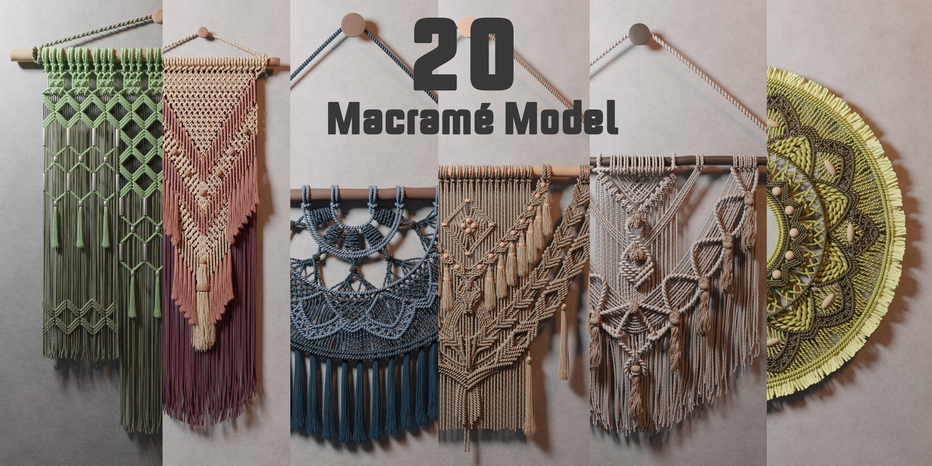 Macrame - Rope Wall Art - Interior Decoration - Geometry Node Based 3D ...