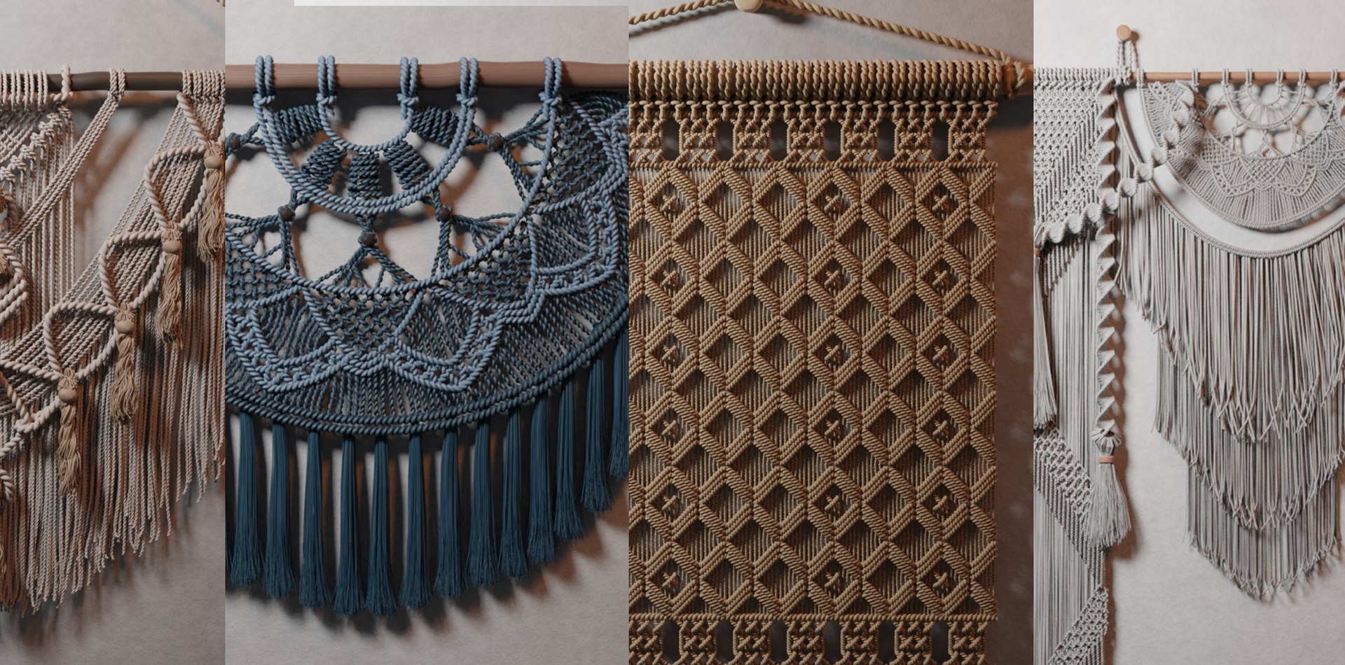 Macrame - Rope Wall Art - Interior Decoration - Geometry Node Based 3D ...