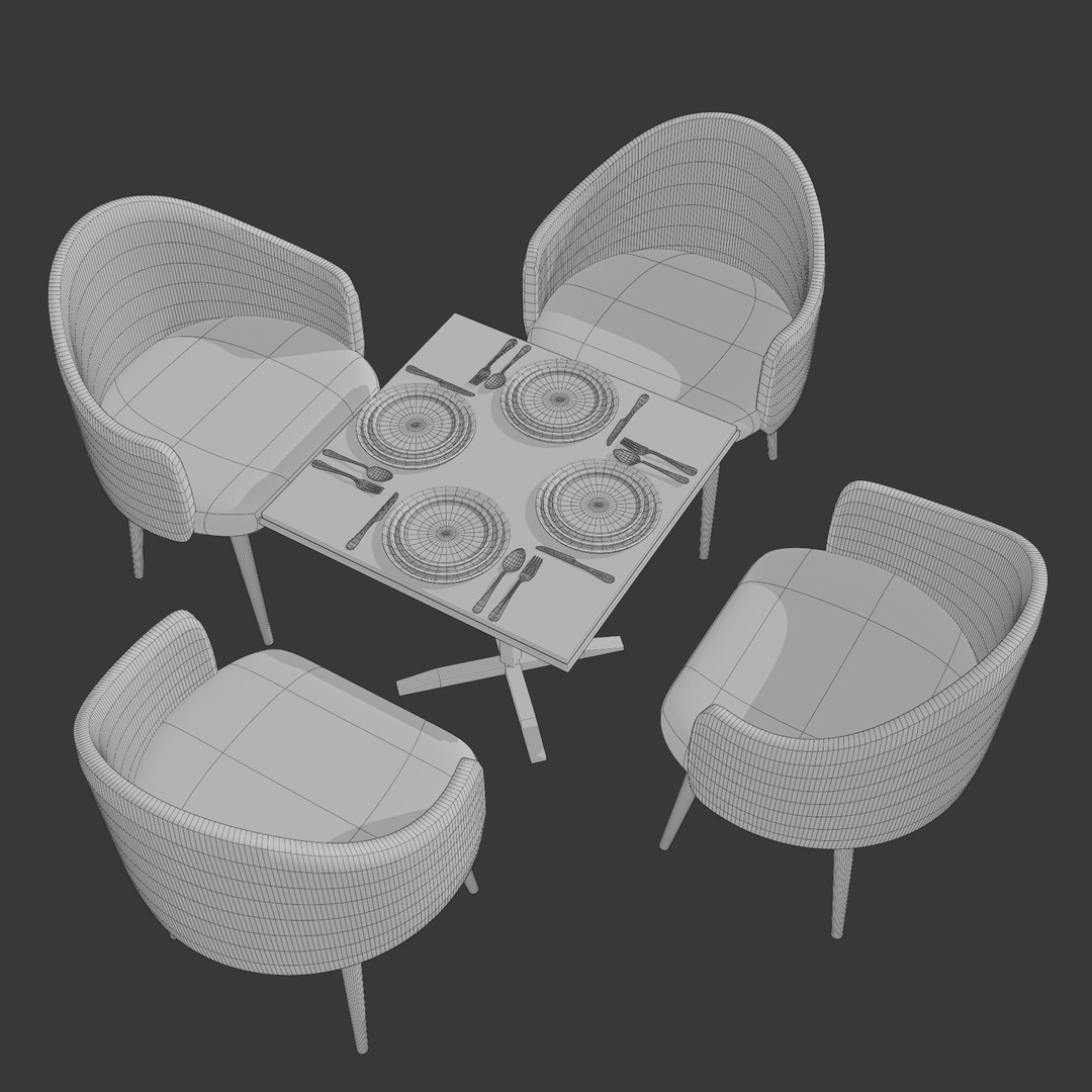 Dining Table Set 3D Model - TurboSquid 2268244