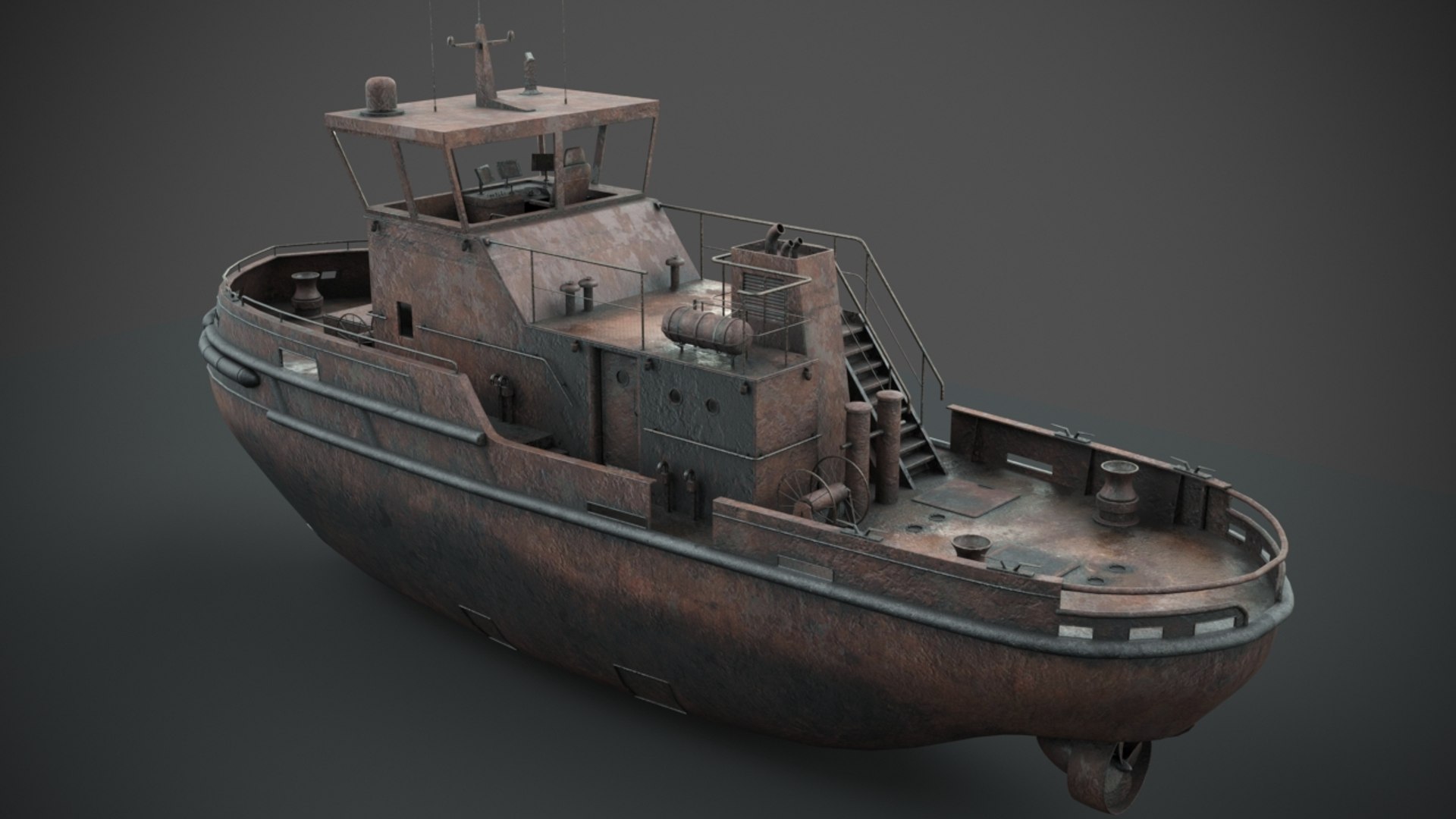 3D Rusted Abandoned Tug Boat - TurboSquid 1472955