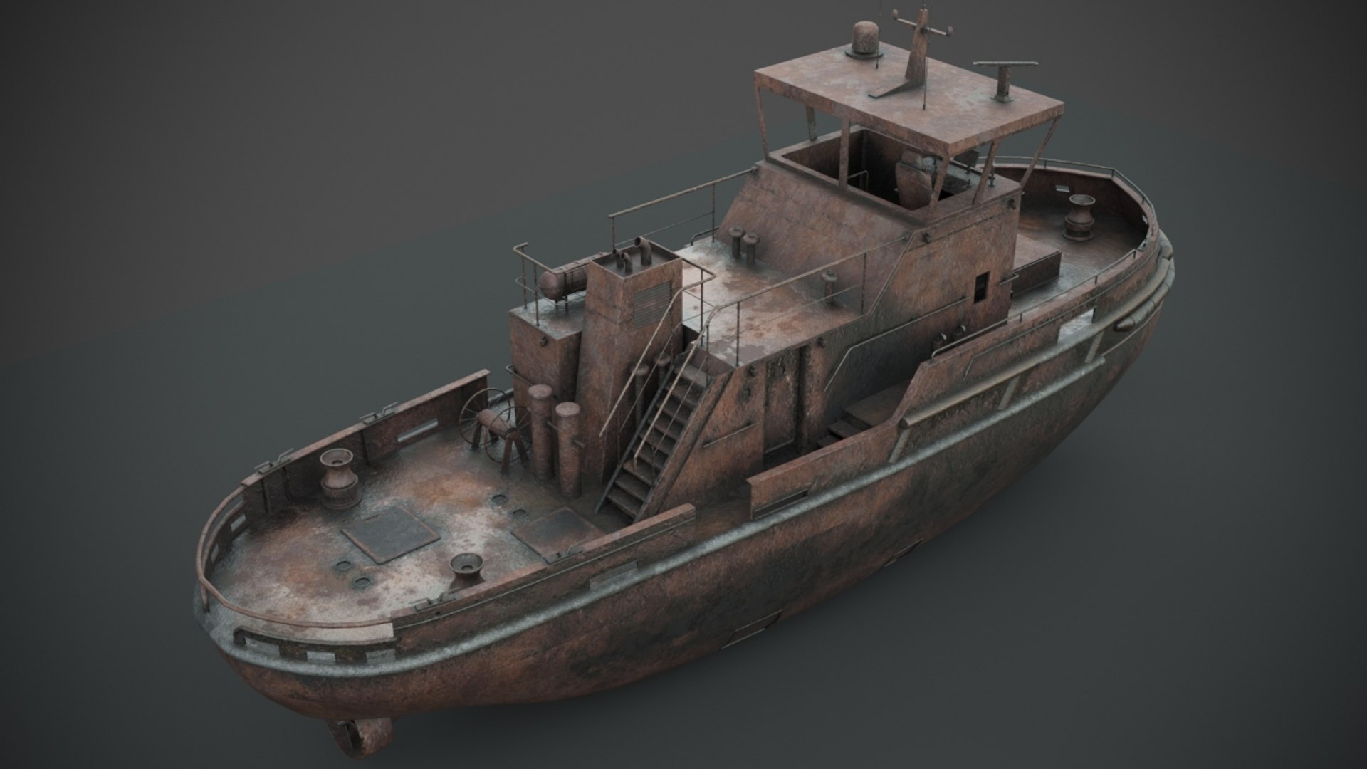 3D Rusted Abandoned Tug Boat - TurboSquid 1472955