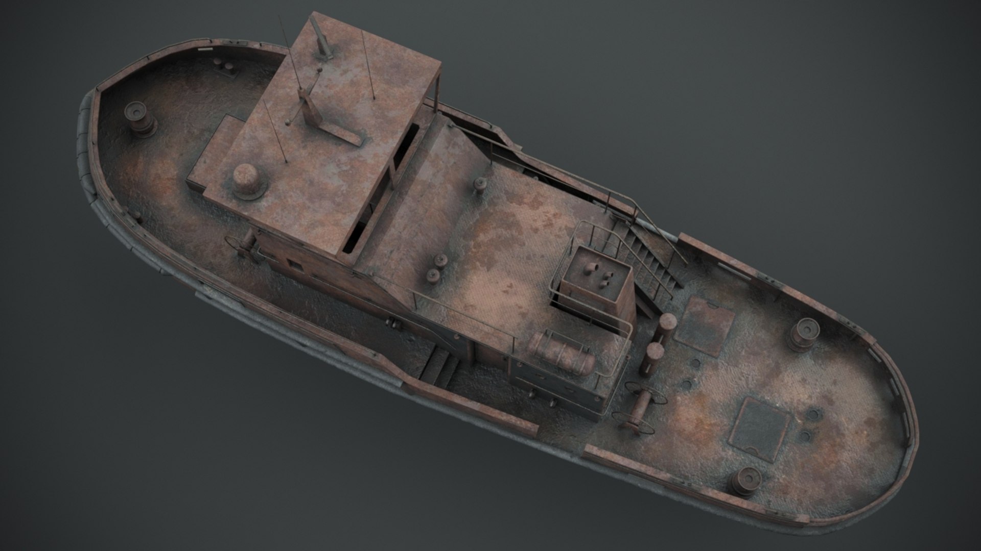 3D Rusted Abandoned Tug Boat - TurboSquid 1472955