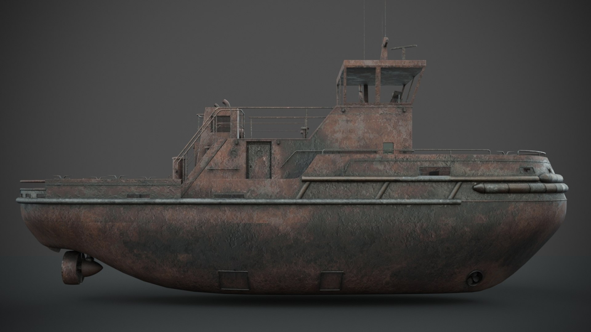 3D Rusted Abandoned Tug Boat - TurboSquid 1472955