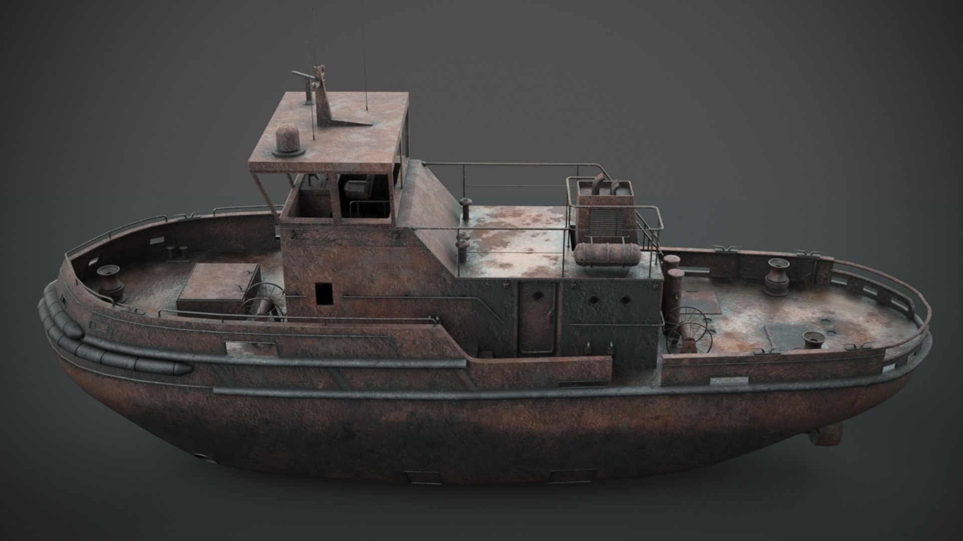 3D Rusted Abandoned Tug Boat - TurboSquid 1472955