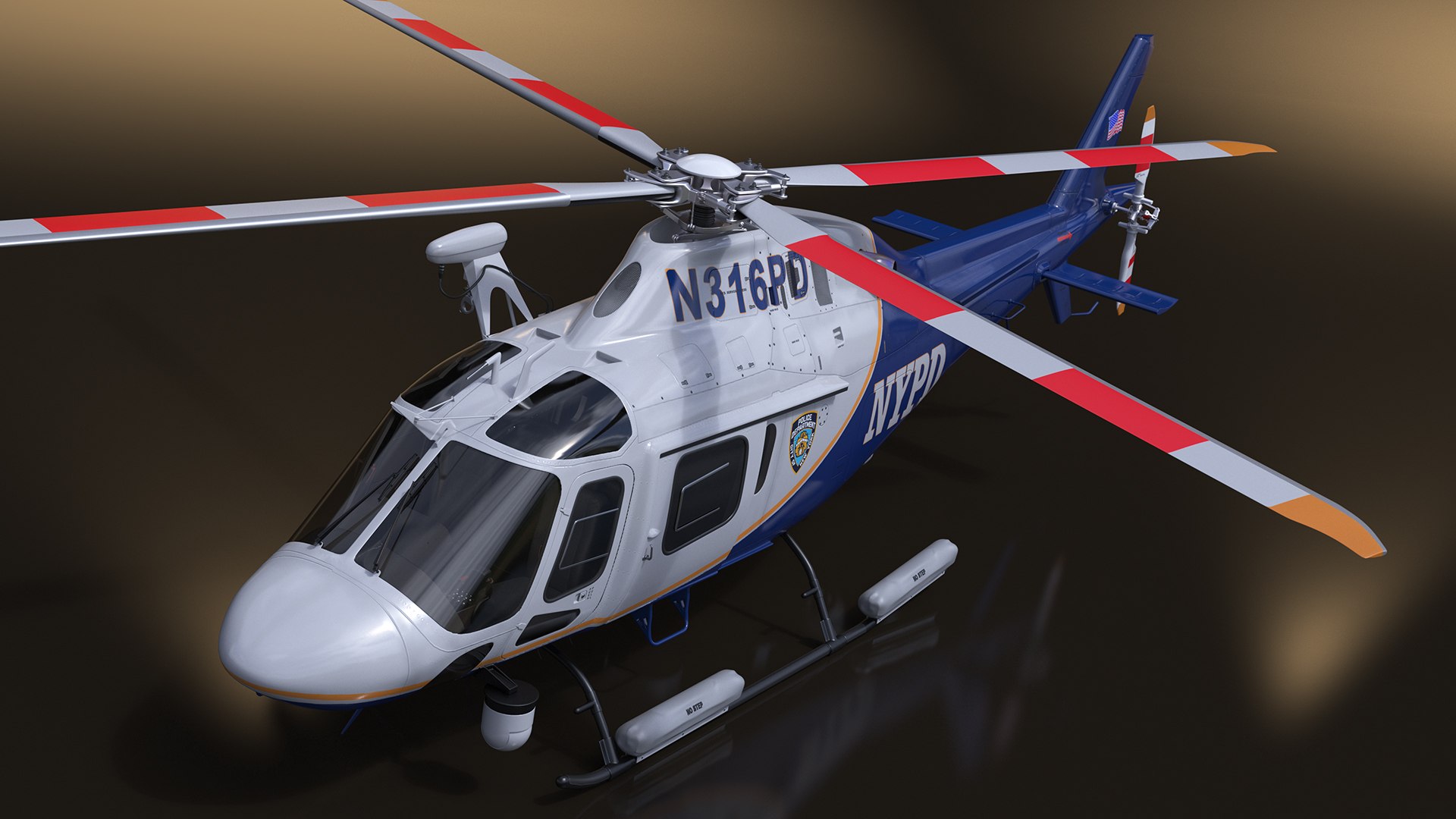 Police Helicopter AgustaWestland AW119 Koala Simplified 3D Model ...