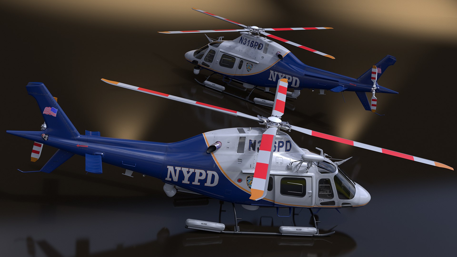 Police Helicopter AgustaWestland AW119 Koala Simplified 3D Model ...