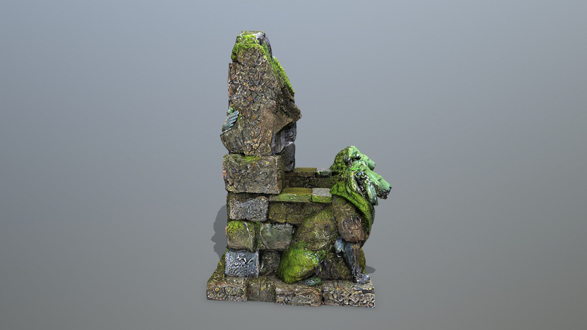 Lion Stone Throne Model - TurboSquid 2265467