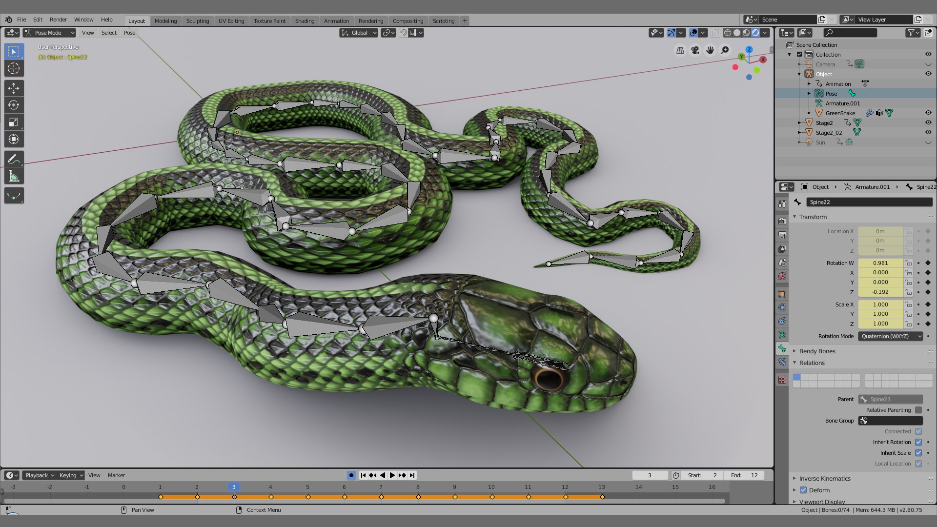 Green snake model - TurboSquid 1265391
