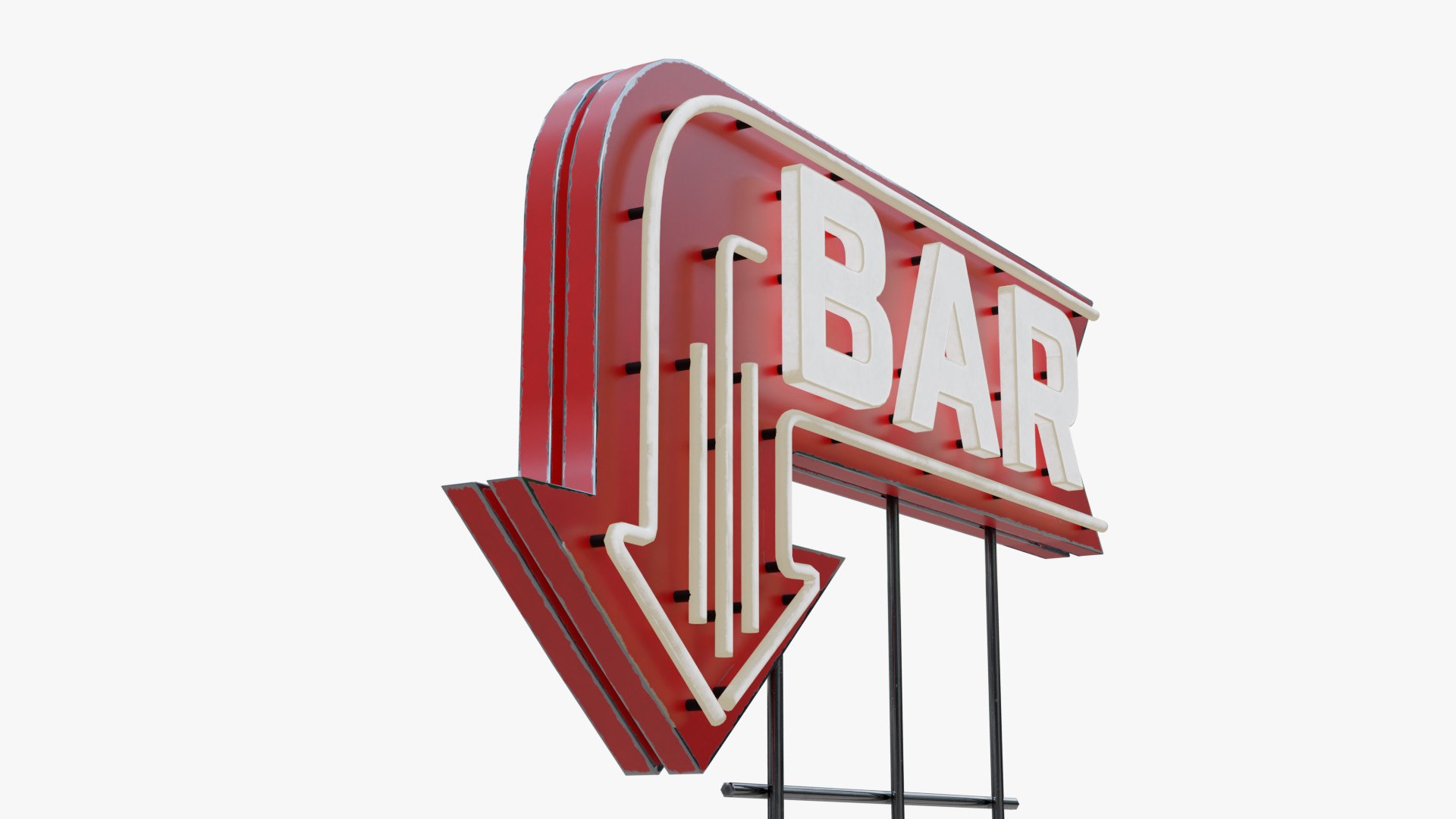 3D Neon Bar sign with angled down arrow model - TurboSquid 1895268