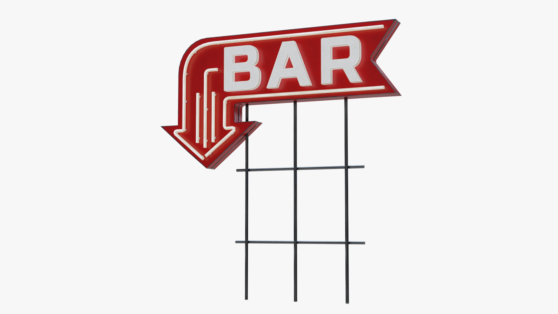 3D Neon Bar sign with angled down arrow model - TurboSquid 1895268