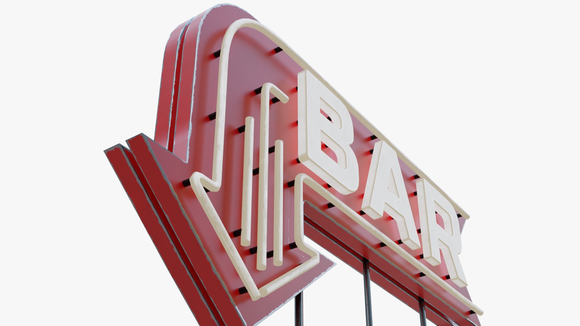 3D Neon Bar sign with angled down arrow model - TurboSquid 1895268