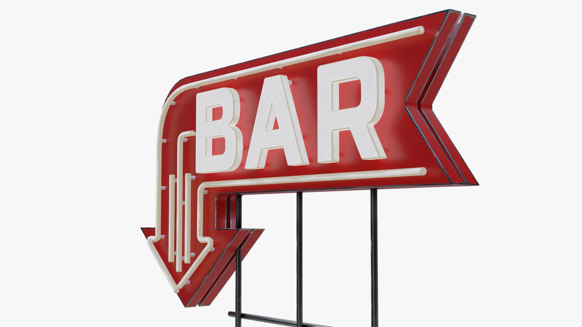 3D Neon Bar sign with angled down arrow model - TurboSquid 1895268