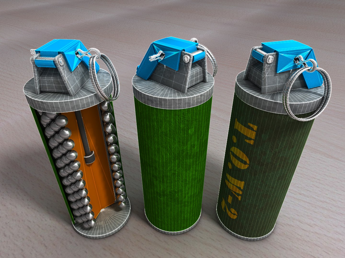 3d Open Hand Grenade Cross Section