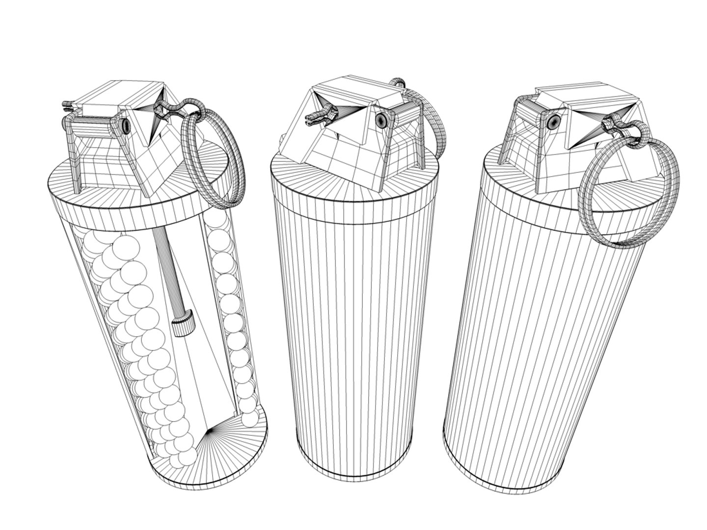 3d Open Hand Grenade Cross Section