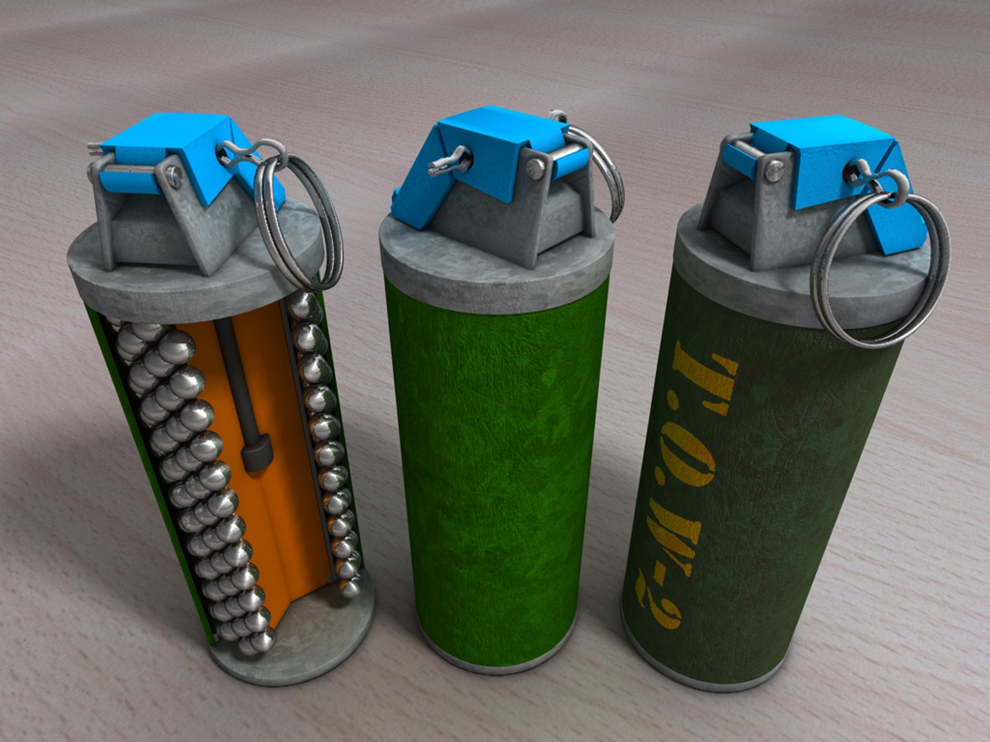 3d Open Hand Grenade Cross Section