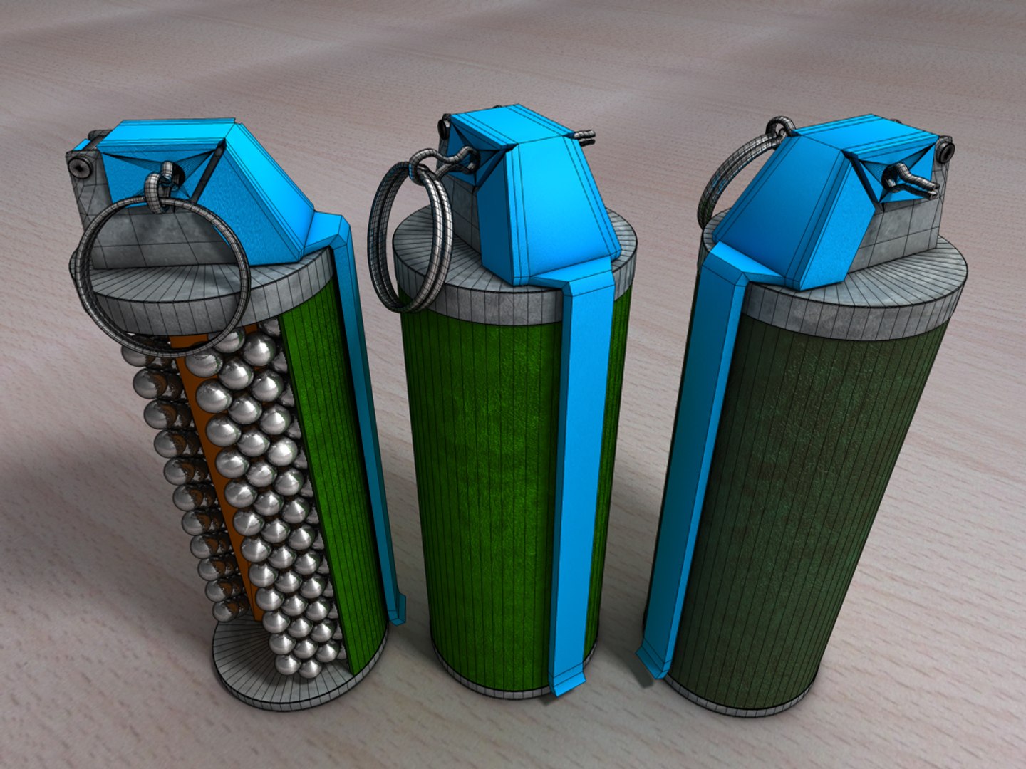 3d Open Hand Grenade Cross Section