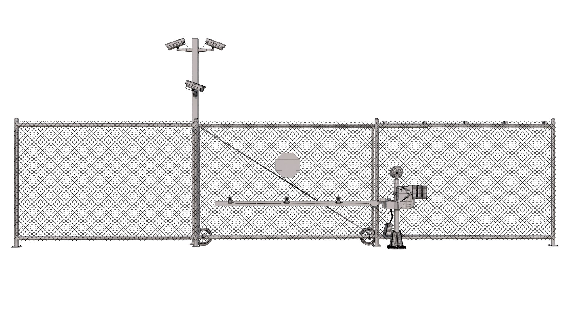 Fence With Automatic Gate 3D Model - TurboSquid 2106086