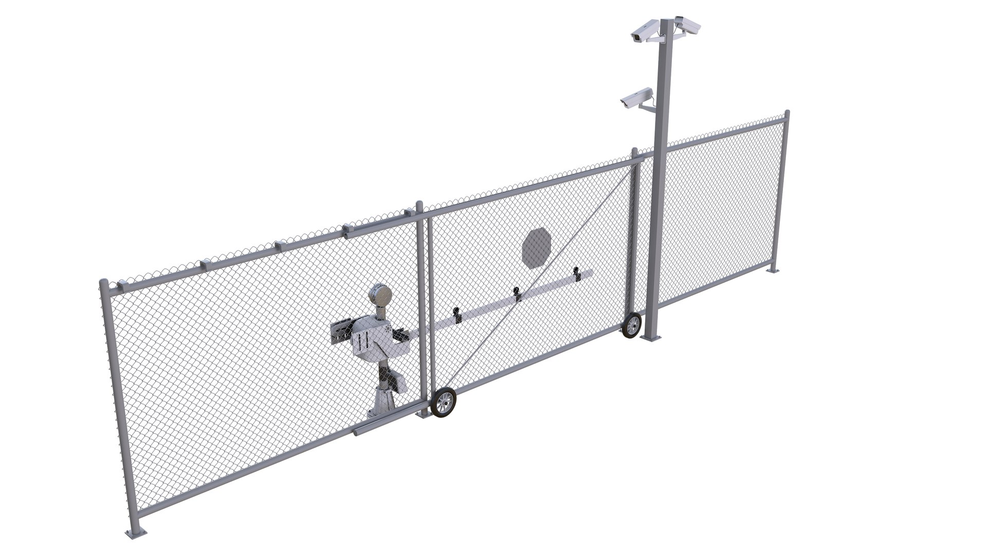 Fence With Automatic Gate 3D Model - TurboSquid 2106086