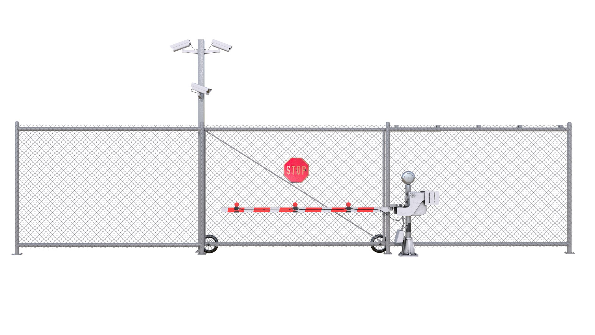 Fence With Automatic Gate 3D Model - TurboSquid 2106086