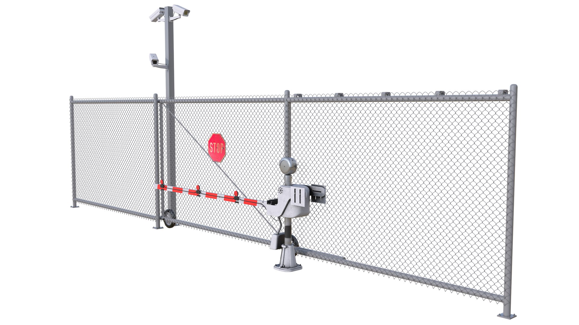 Fence With Automatic Gate 3D Model - TurboSquid 2106086