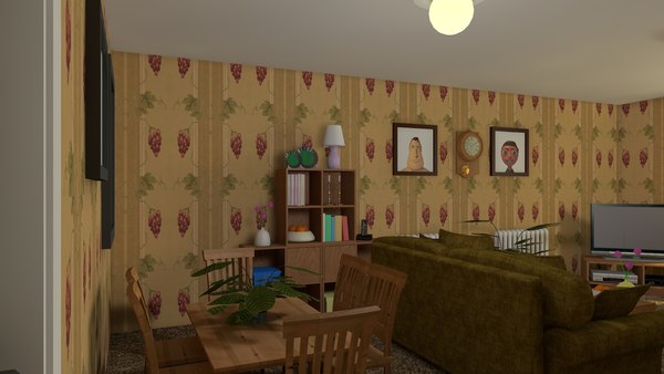 Cartoon living room hall 3D - TurboSquid 1701941