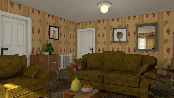 Cartoon living room hall 3D - TurboSquid 1701941