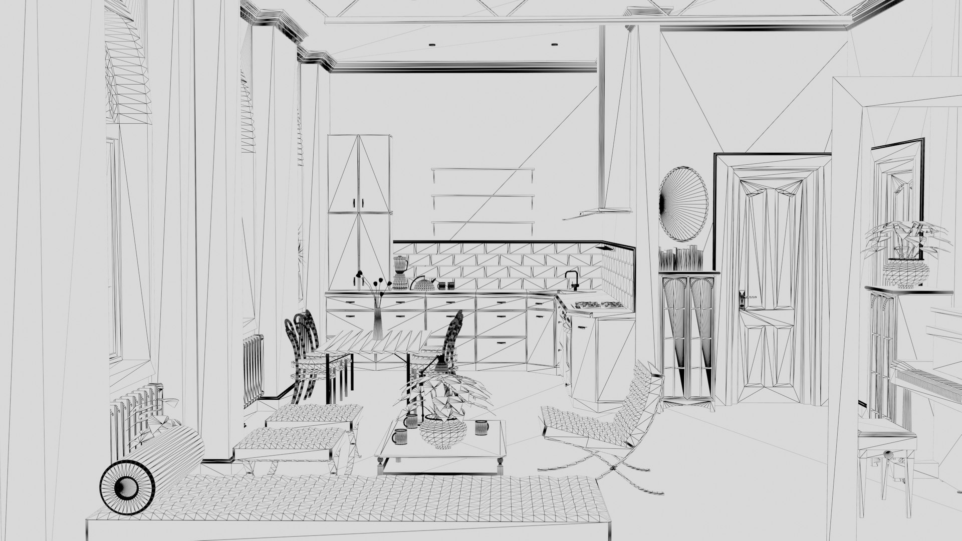 Scene Bachelor Studio Apartment 3D Model - TurboSquid 1640831