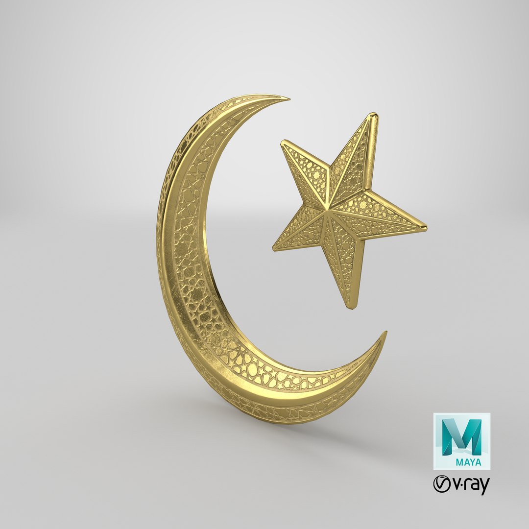 Crescent Moon And Star Gold 3D Model - TurboSquid 1875417