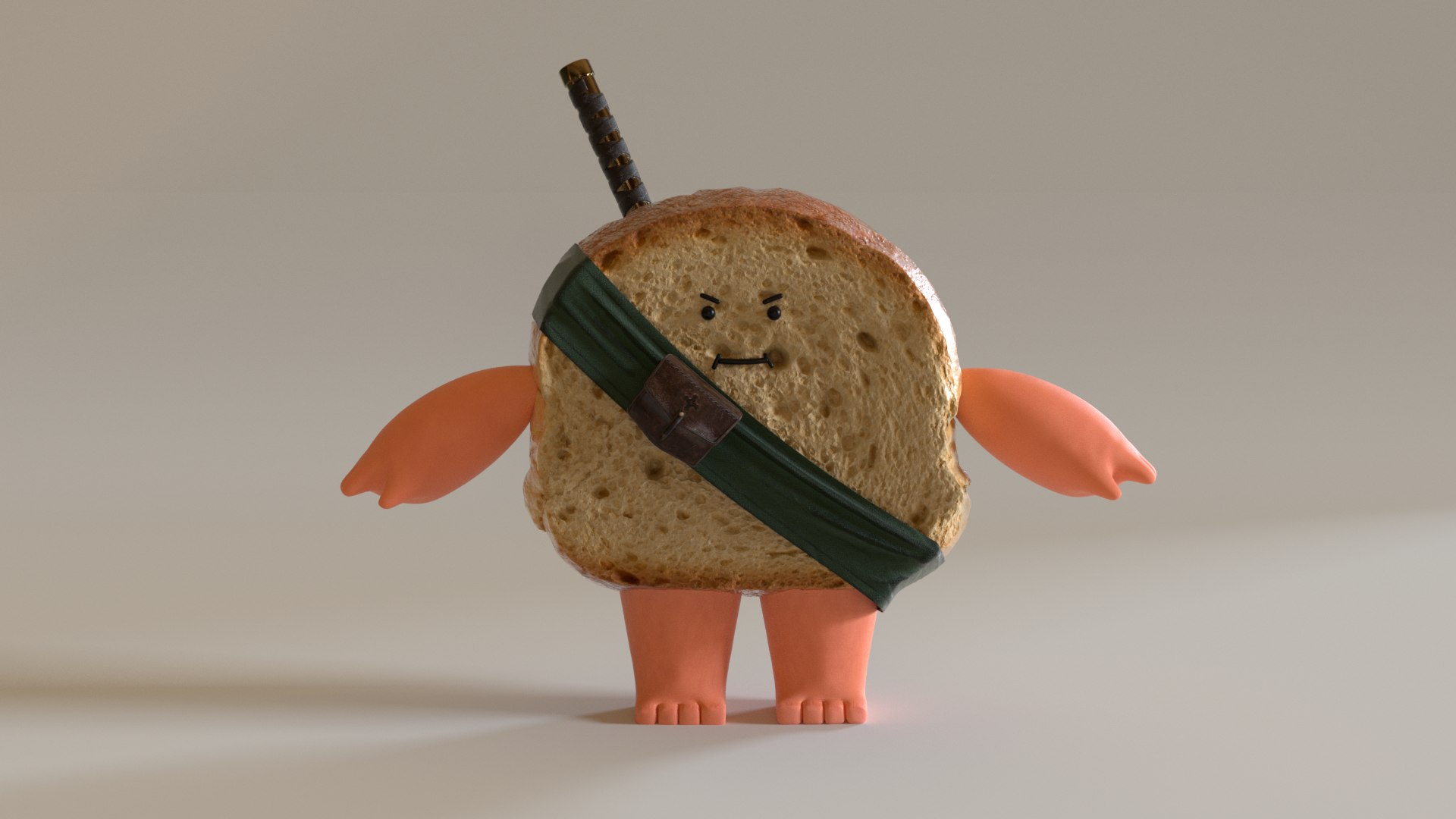 3D Bread Warrior Character - TurboSquid 2091786
