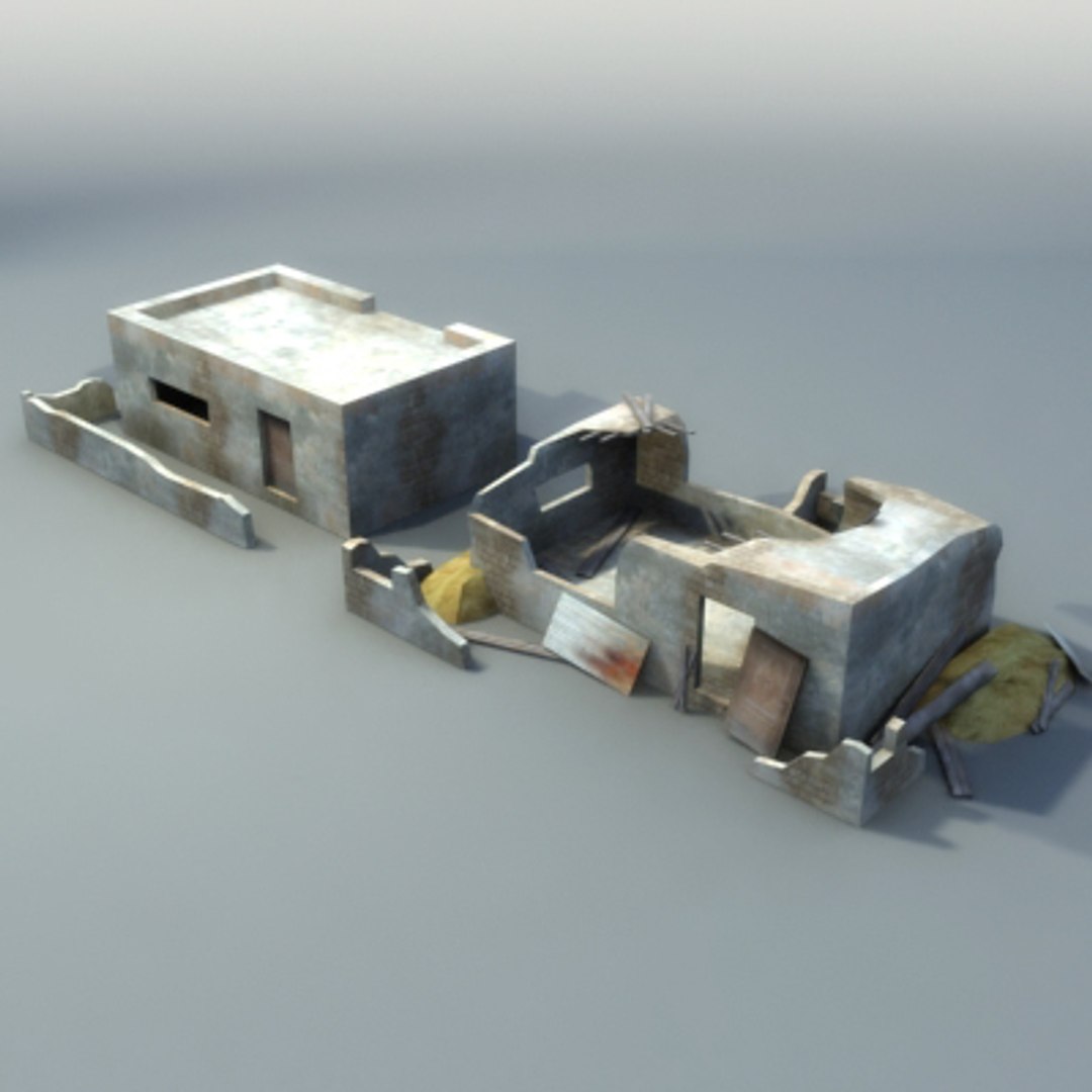 3d Ruined House Buildings Model