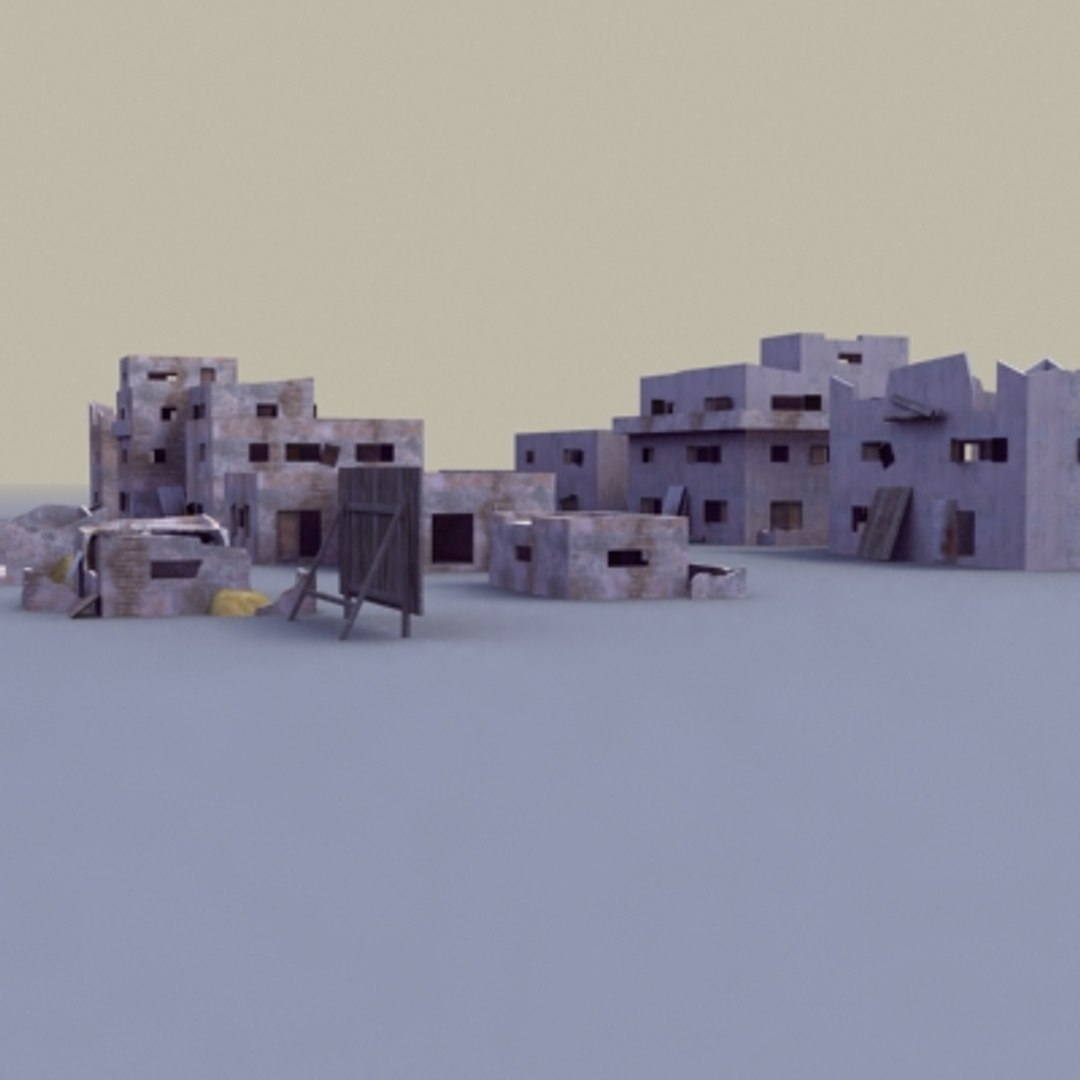 3d Ruined House Buildings Model