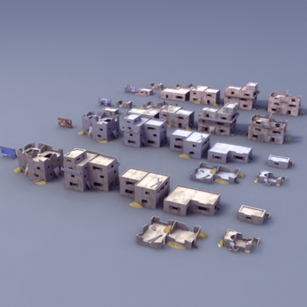 3d Ruined House Buildings Model