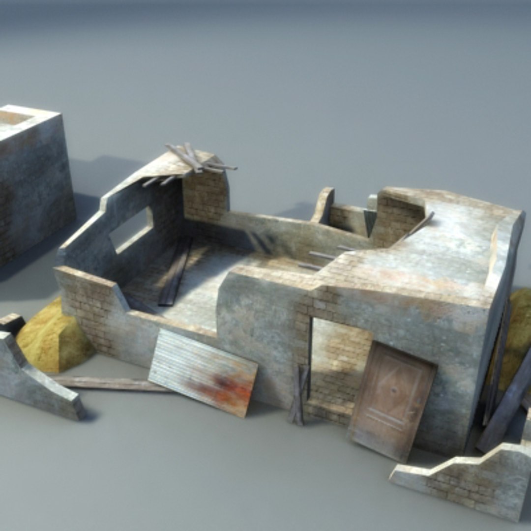 3d Ruined House Buildings Model