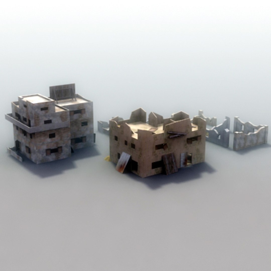 3d Ruined House Buildings Model