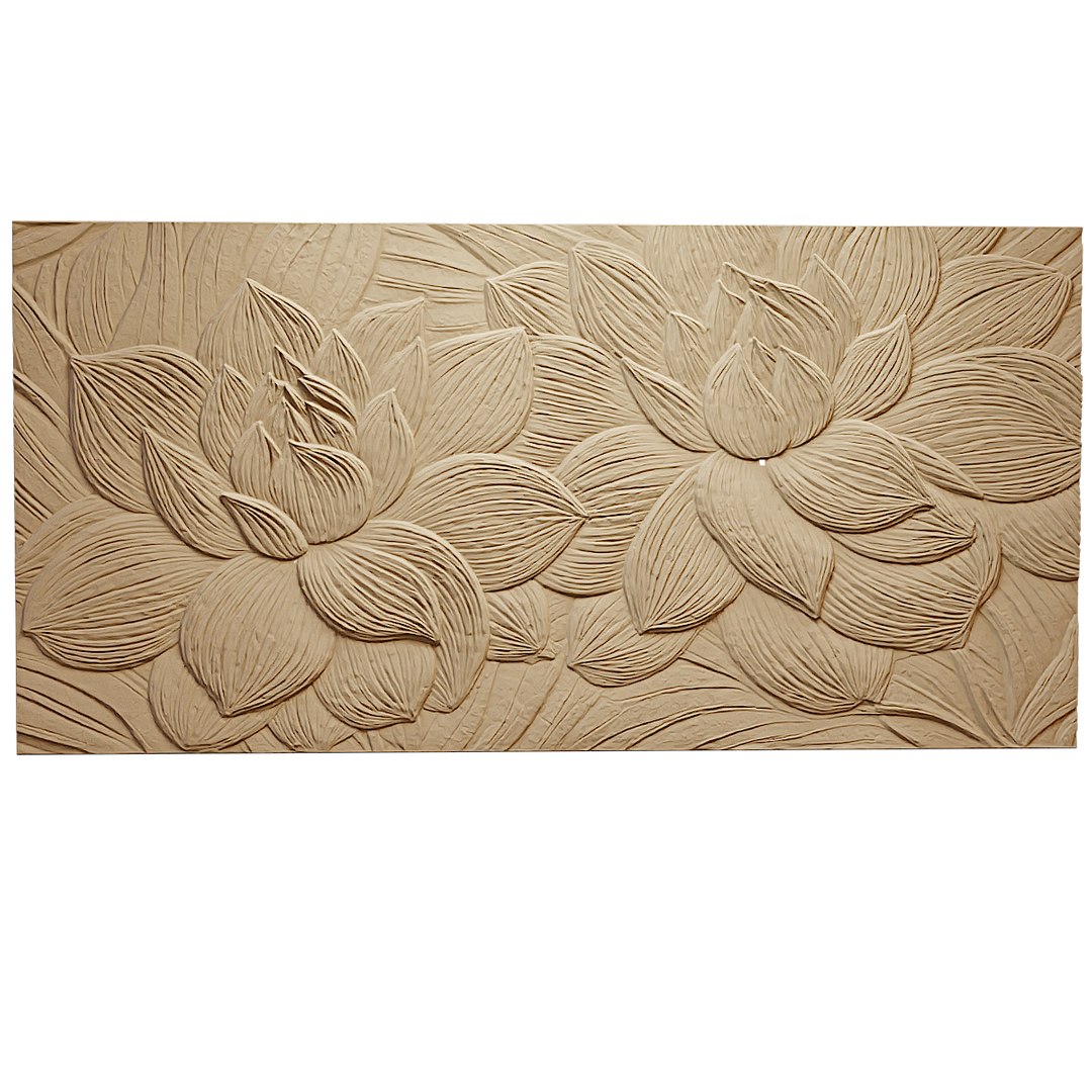 3D Modern Lotus Panel Wall Decor Set Wall Relief Mural CNC 148 Model ...