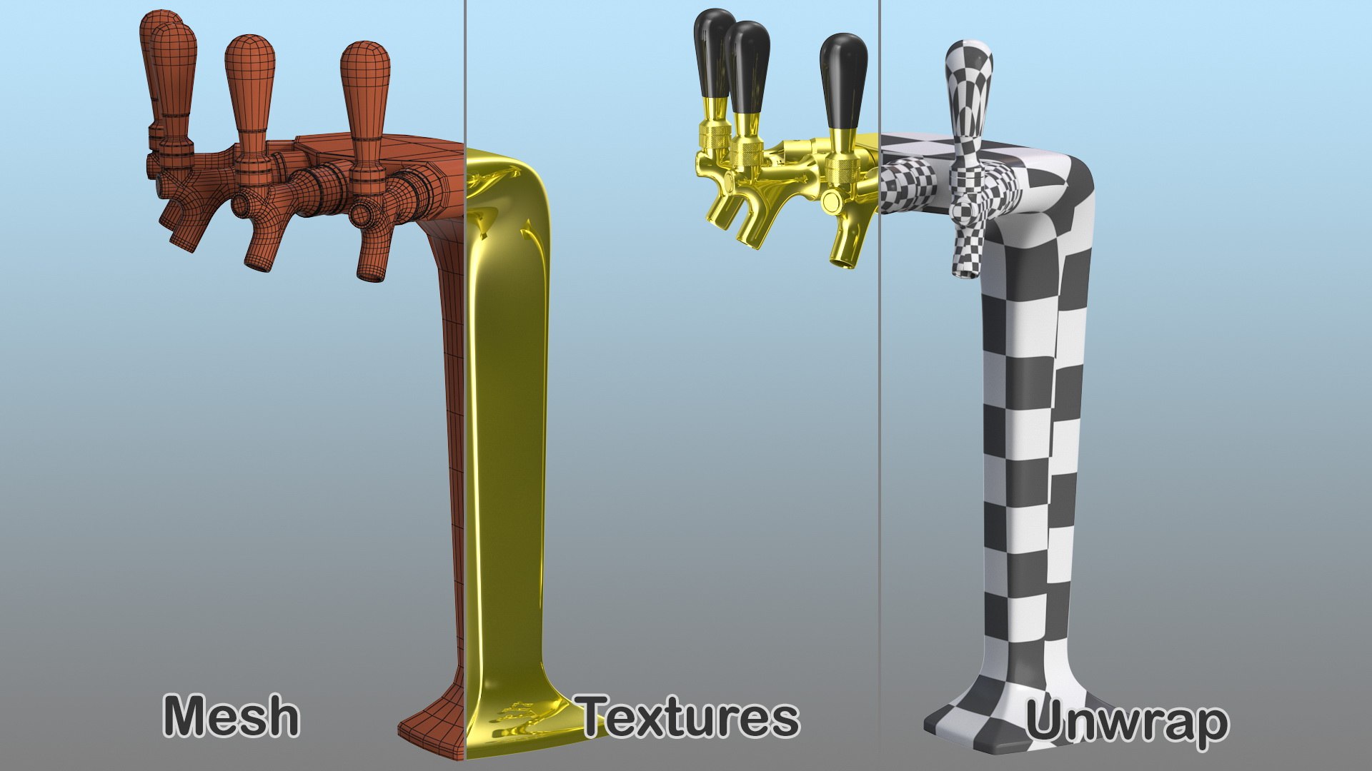 3D model tap brass beer tower - TurboSquid 1621831