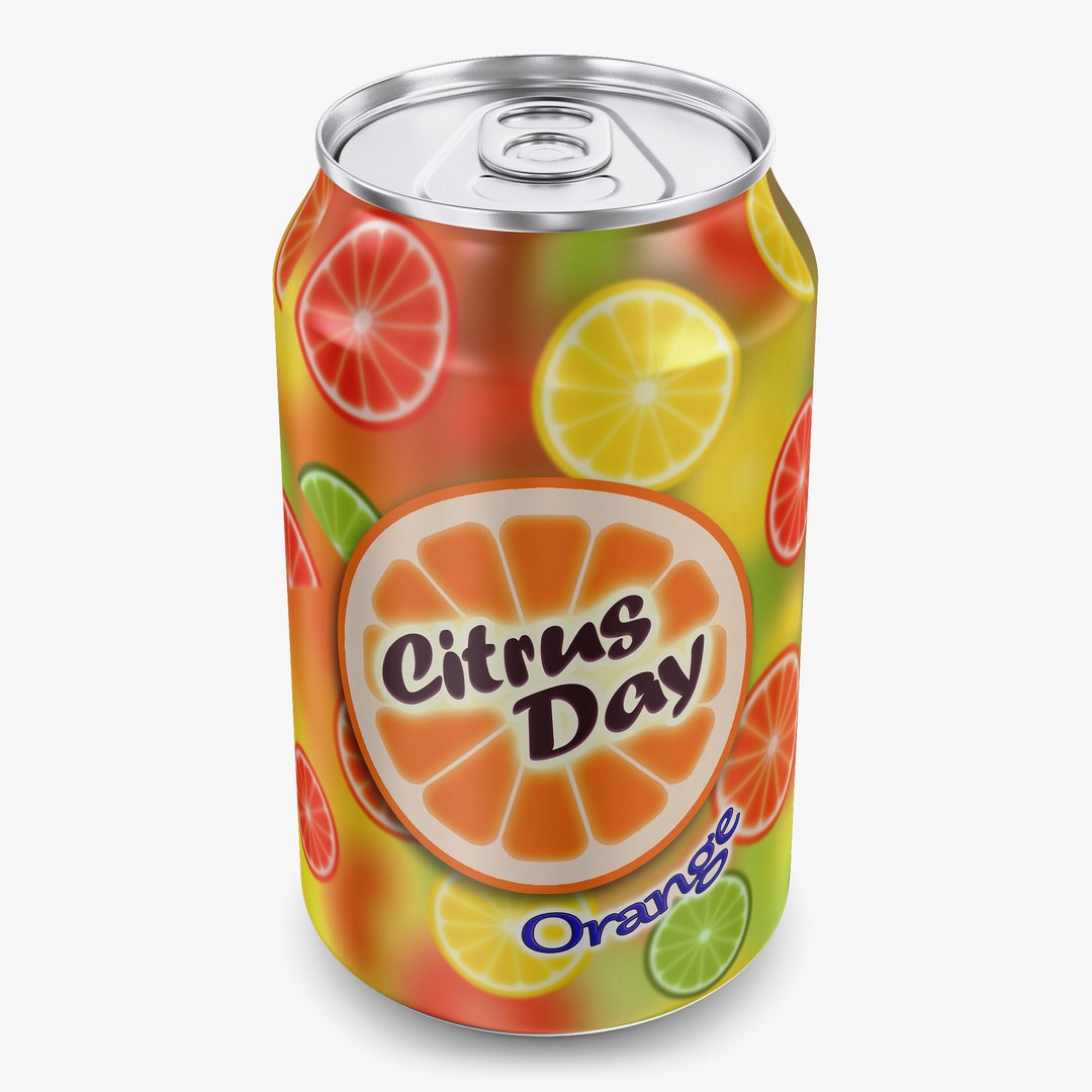 3D Citrus Day Orange Soda Can 330ml Simple M 1 - TurboSquid 2135797
