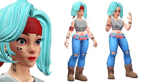 modelo 3d Personaje de Lucy, bailarina de hip hop aparejada de dibujos ...