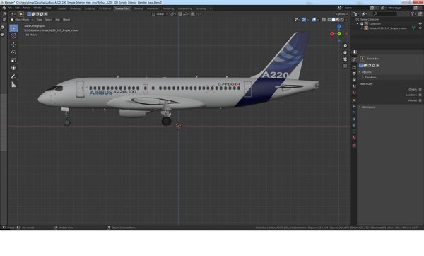 3D Airbus A220 100 Simple Interior - TurboSquid 1859402
