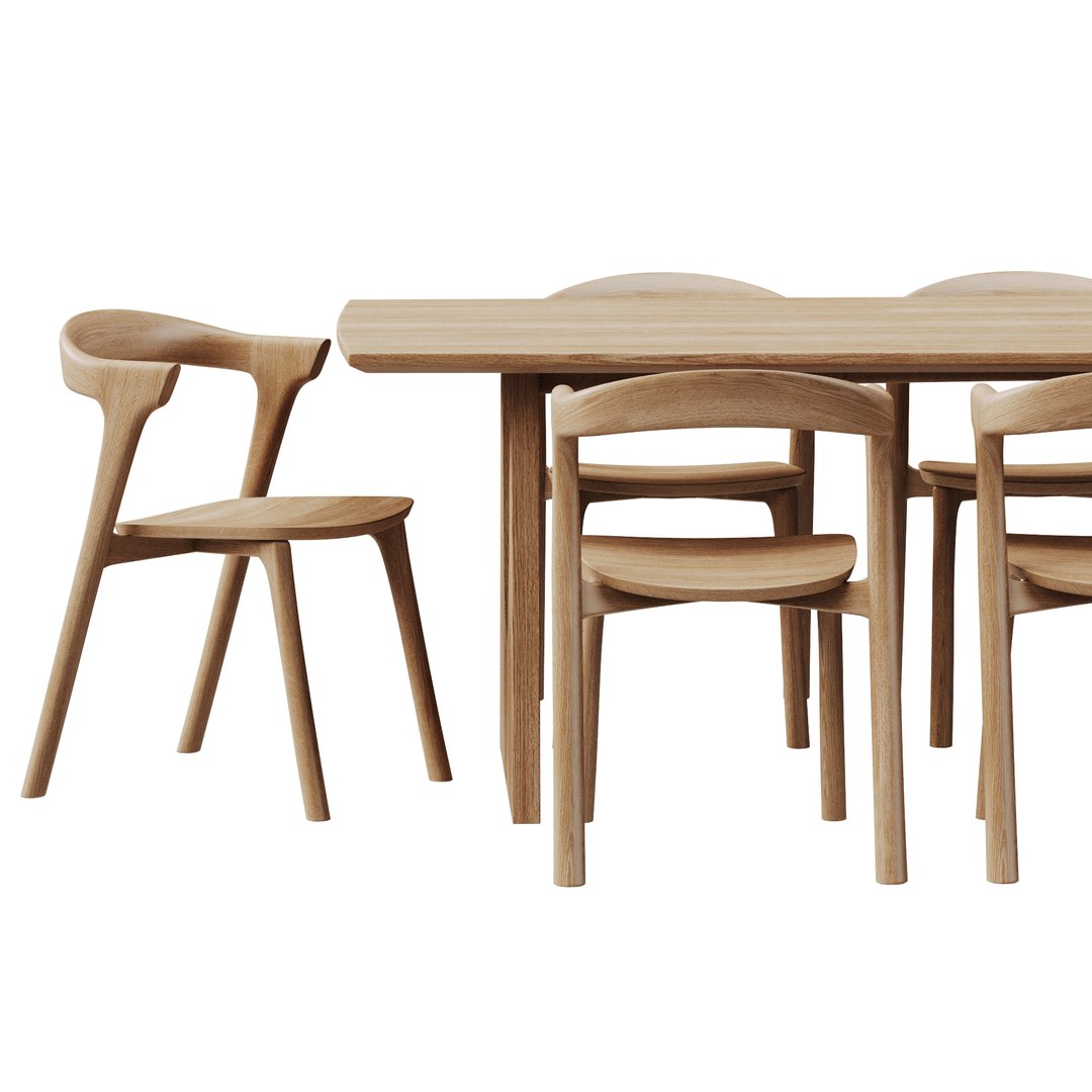 3D Bok Chairs And Geometric Dining Table Model - TurboSquid 2195079