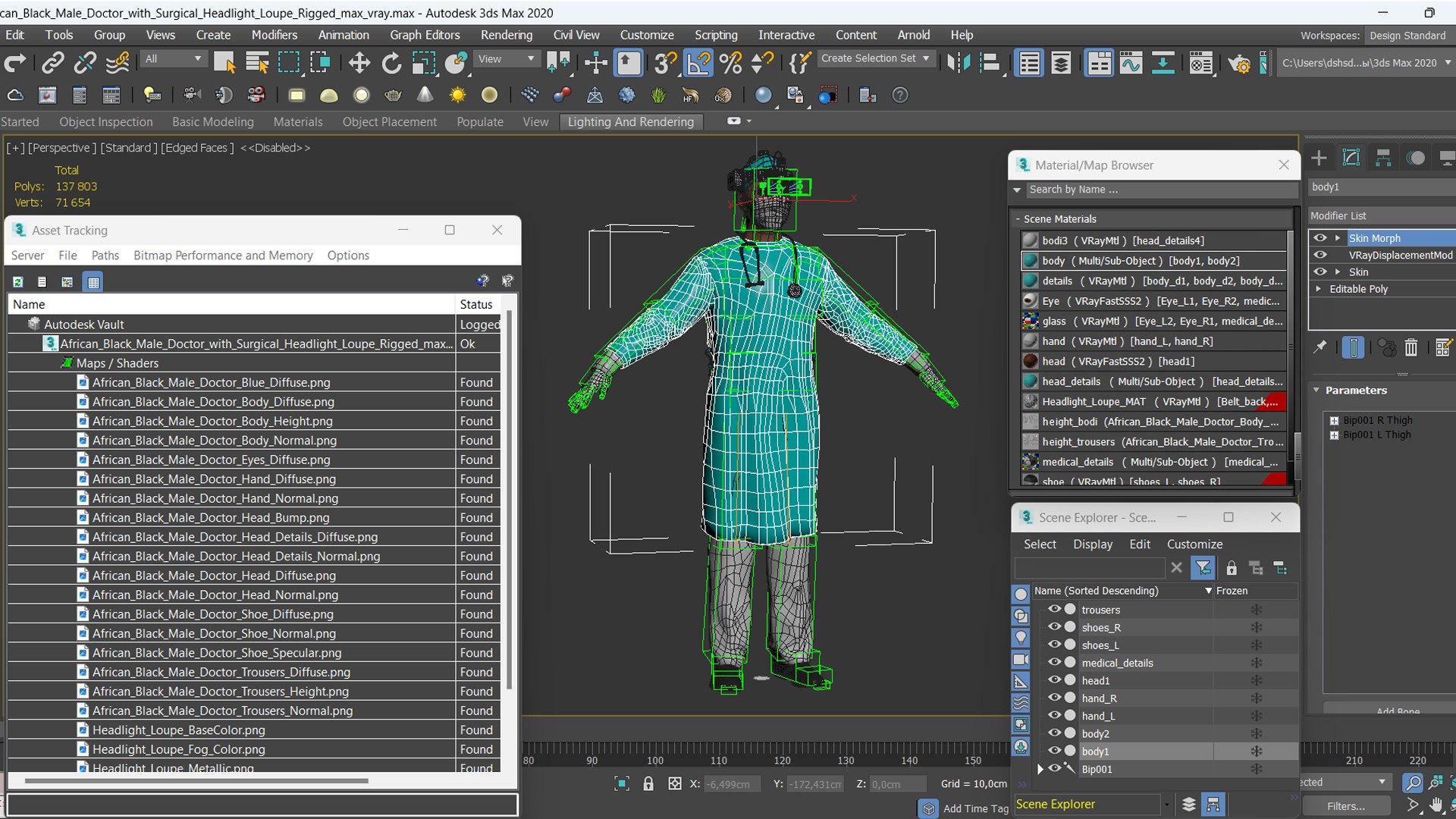 3D African Black Male Doctor With Surgical Headlight Loupe Rigged ...