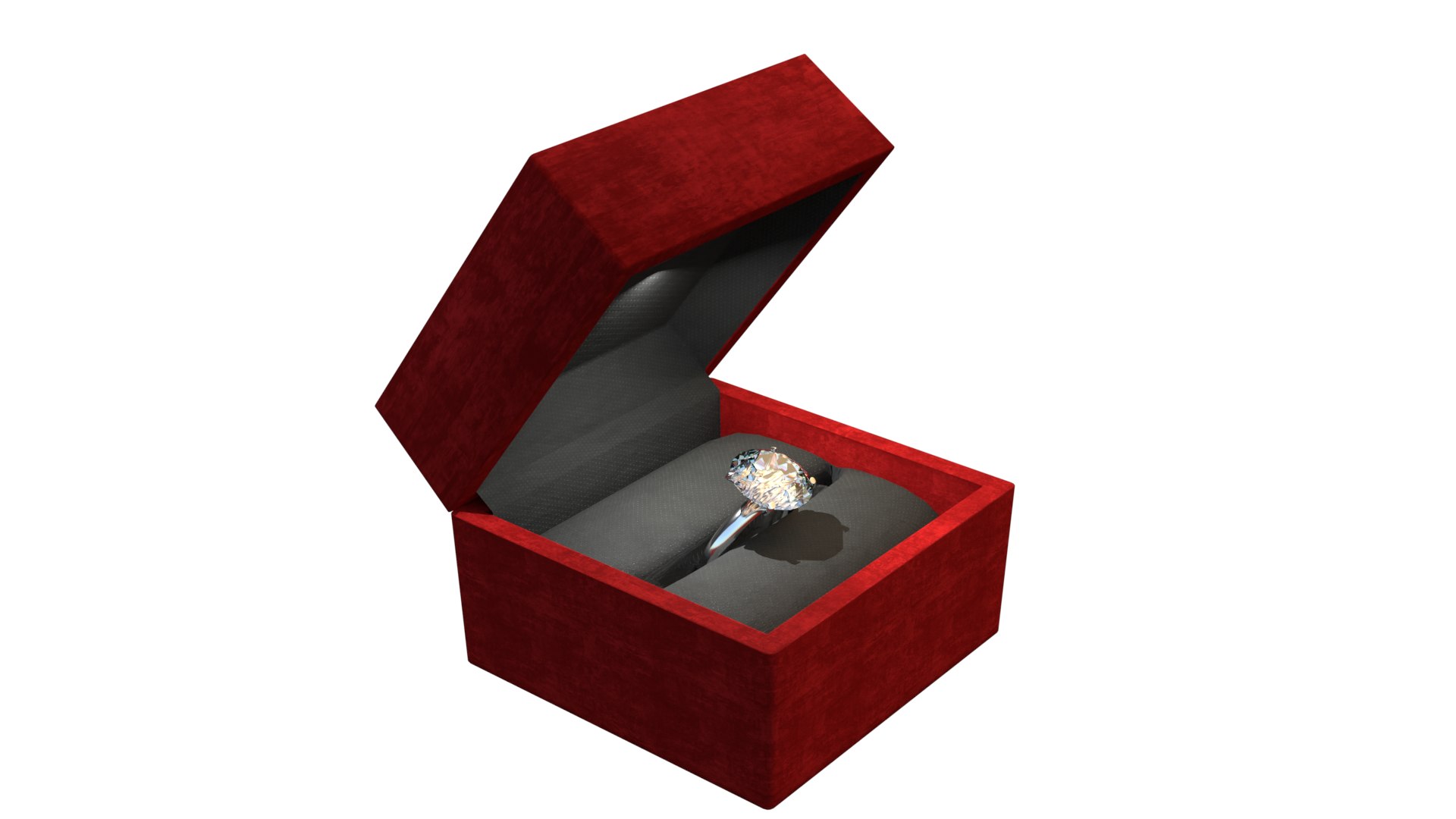 Diamond Ring In A Velvet Box 3D Model - TurboSquid 2150591