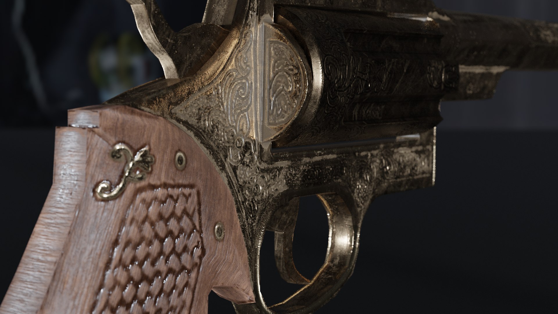 3D Model Ornate Revolver - TurboSquid 1440856