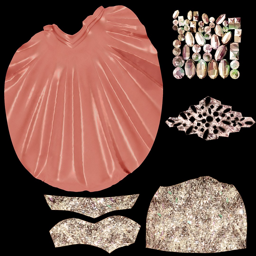 Strapless Blush Prom Dress With Gems 3D model - TurboSquid 1791024