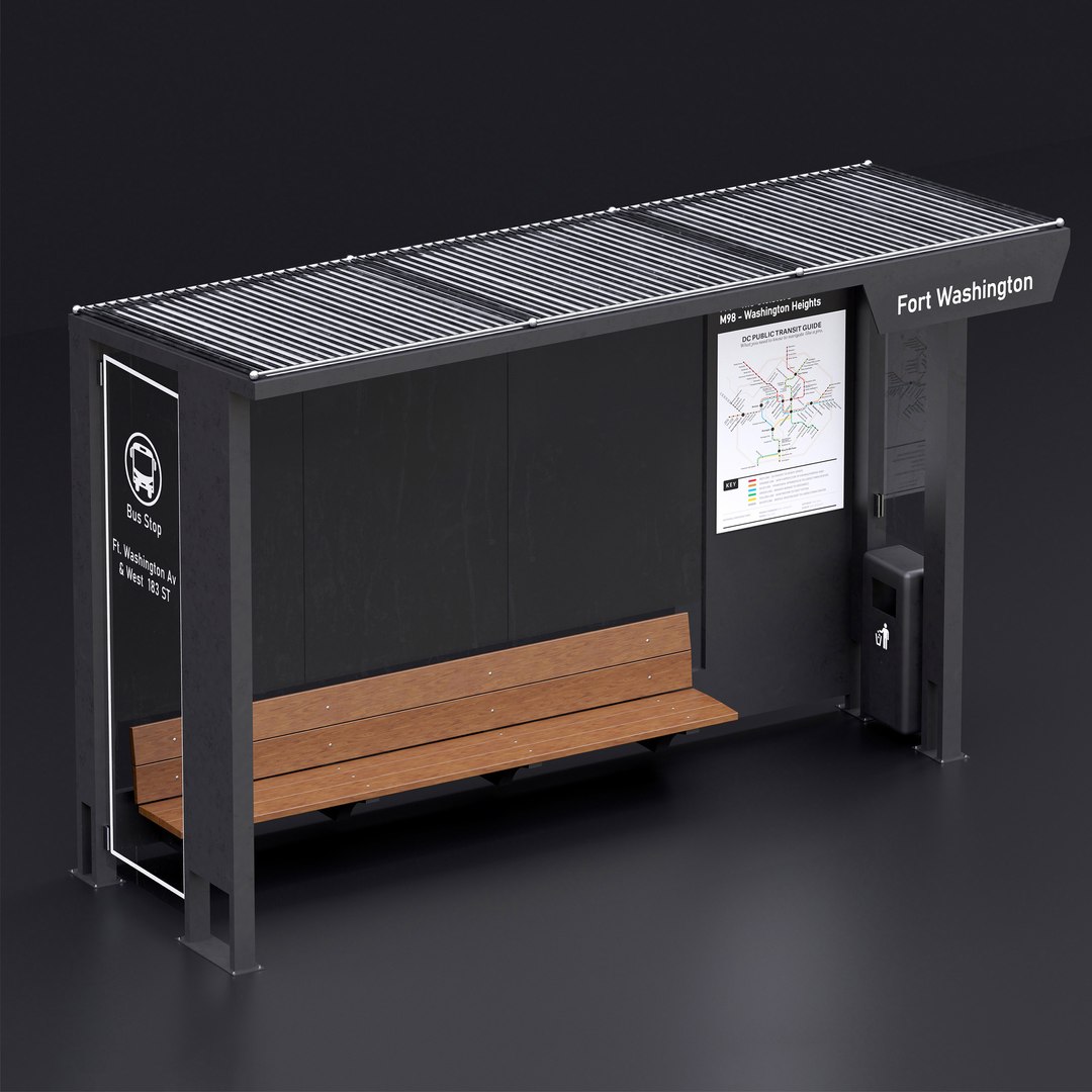 3D Model Bus Stop - Set01 - TurboSquid 2303316