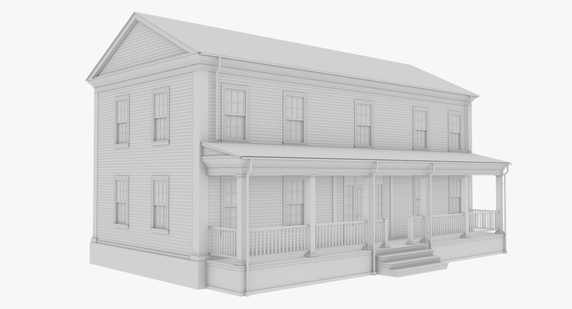 Colonial House 3D - TurboSquid 1195463
