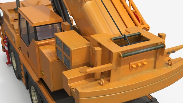 modèle 3D de Grue mobile Liebherr soulevant un mur en béton orange ...