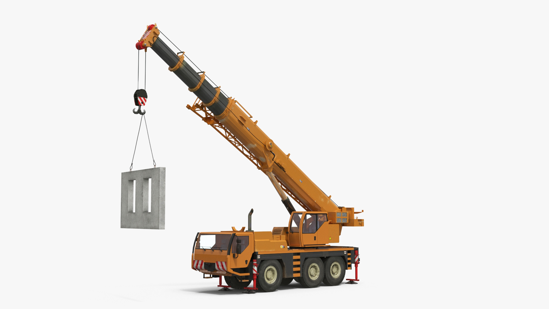 Liebherr Mobile Crane Lifting Concrete Wall Orange Rigged Model ...
